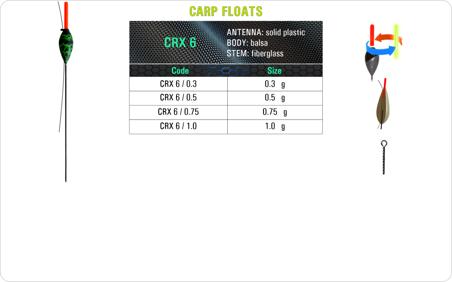 CRX 6 – Inline Balsa Carp Float with Solid Plastic Antenna and ...