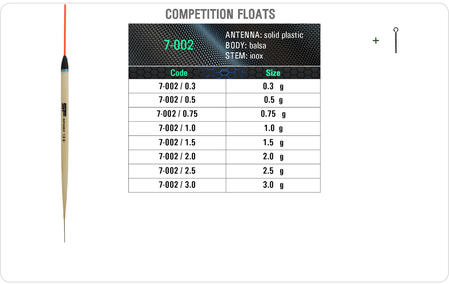 Competition Float 7-002 – Pencil Balsa Float with Inox Stem and Solid ...
